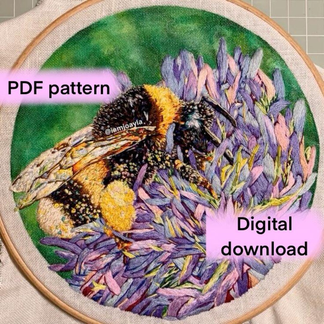Bumblebee Hand Embroidery PDF Pattern Template Digital Download - Etsy