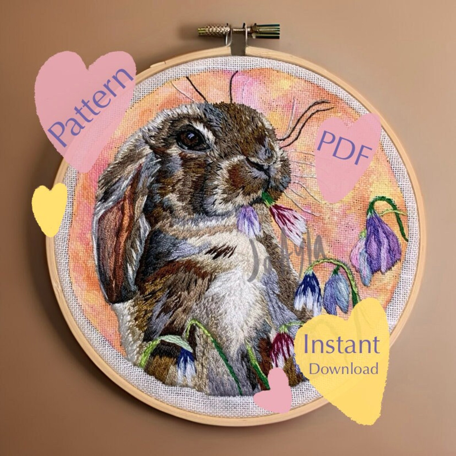 Hare Wild Rabbit Hand Embroidery Pattern Pdf Digital Download - Etsy