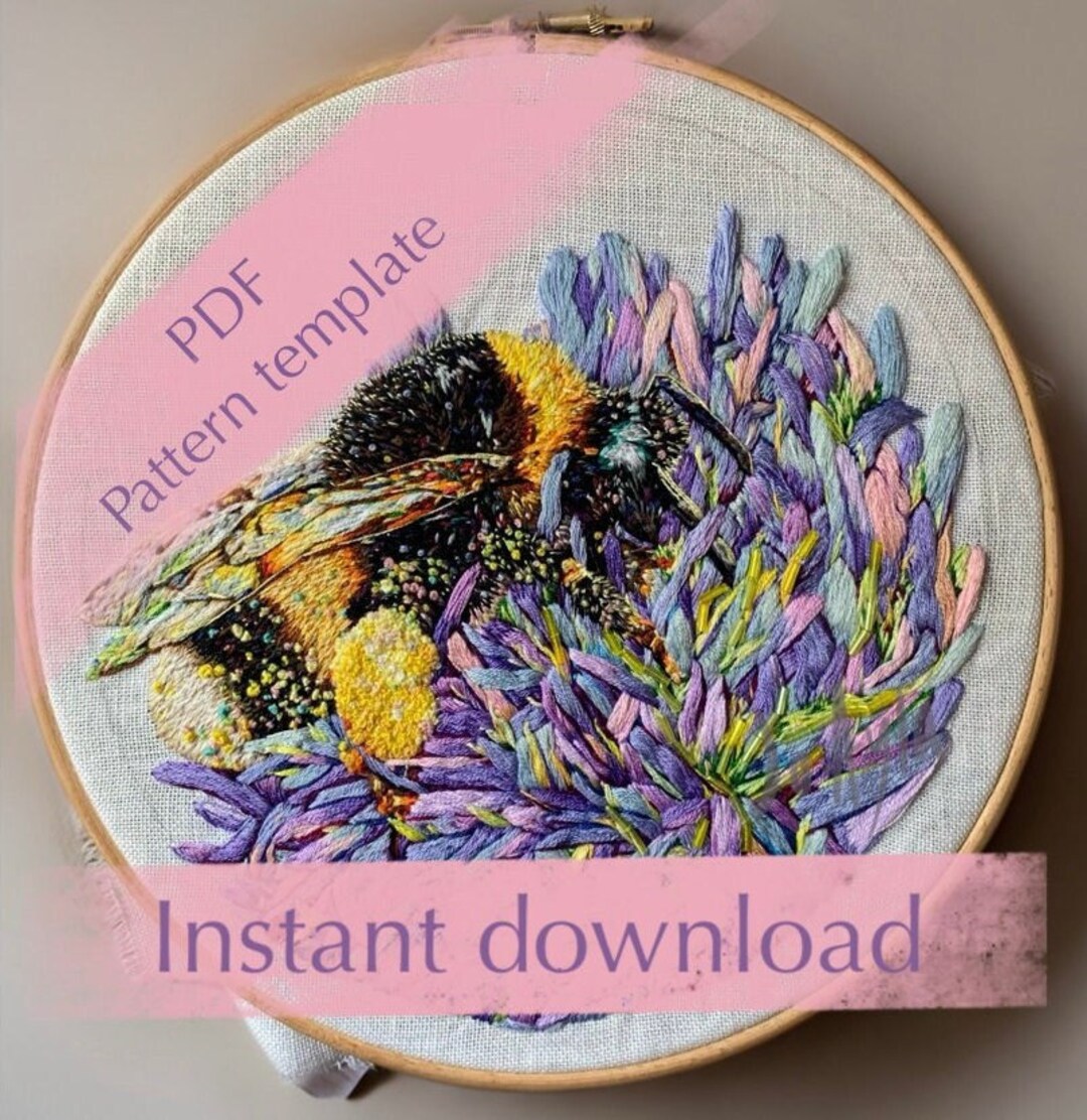 Bumblebee Hand Embroidery PDF Pattern Template Digital - Etsy