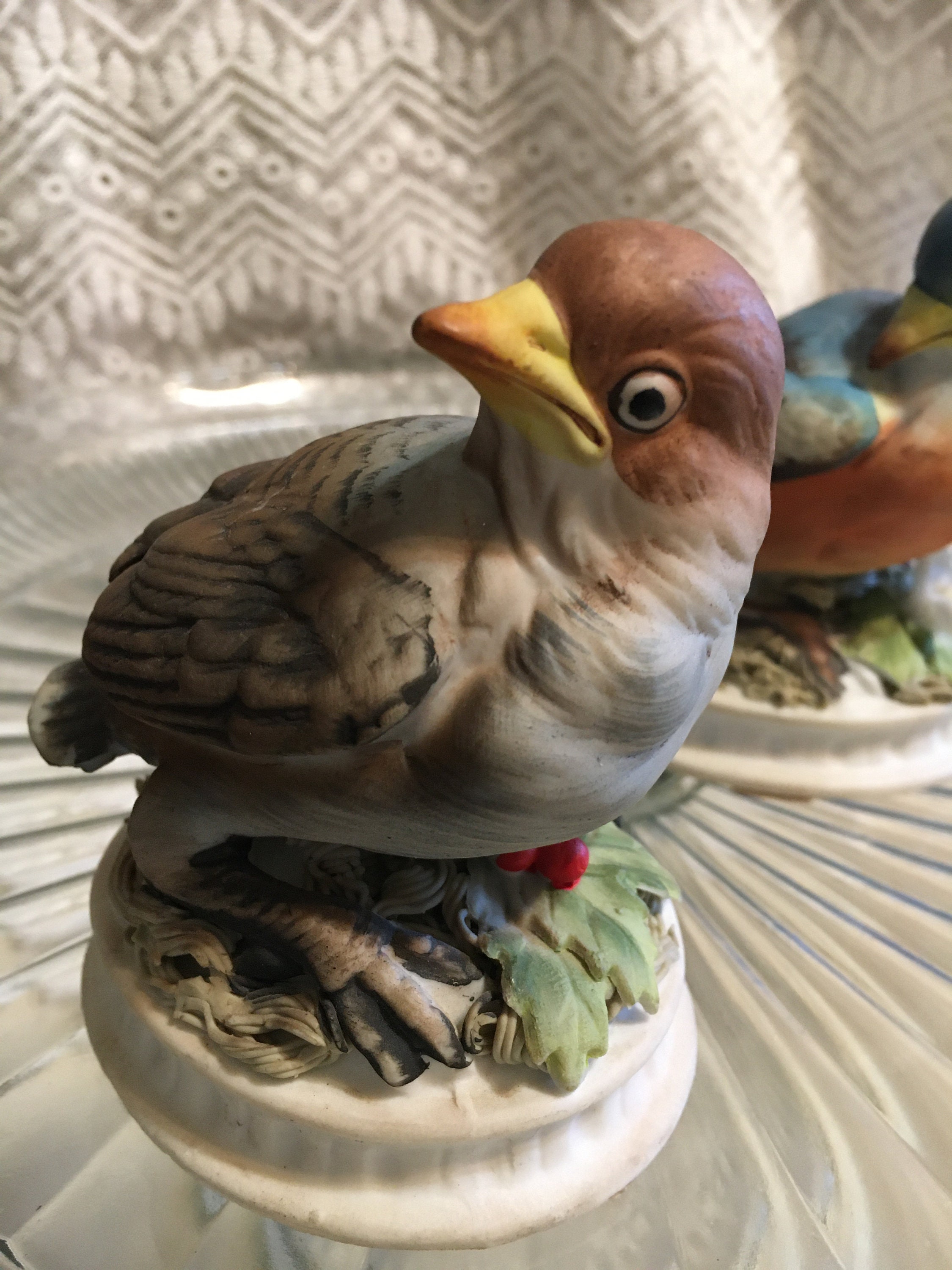 Vintage LEFTON bird figurines TWO. Snow bird and Eastern Blue bird ...