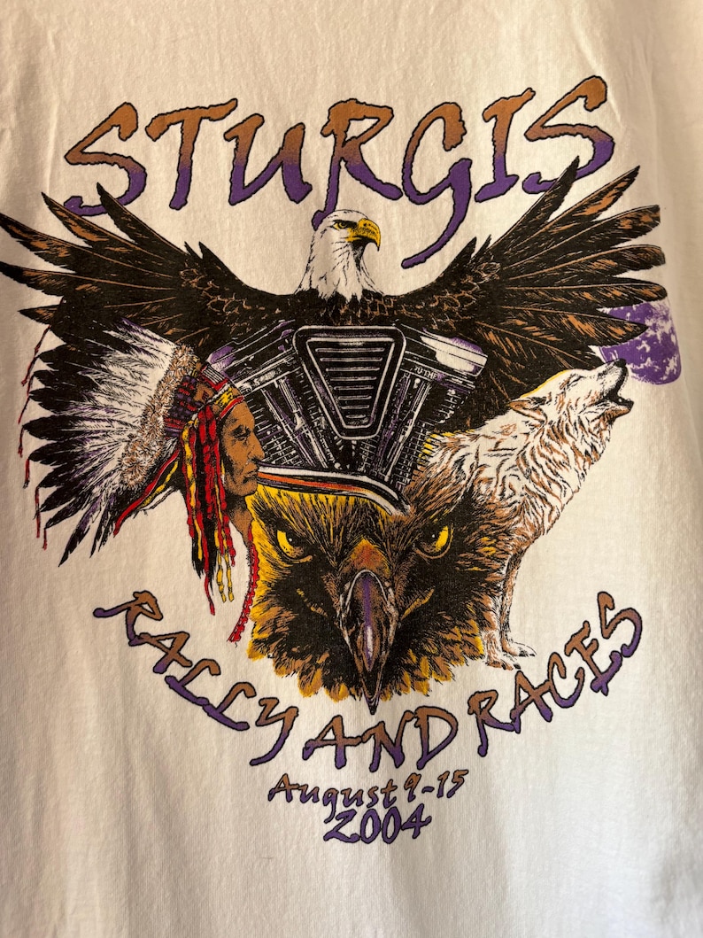 Vintage Y2k Sturgis Biker Tee / Eagle Native American Chopper Screen ...