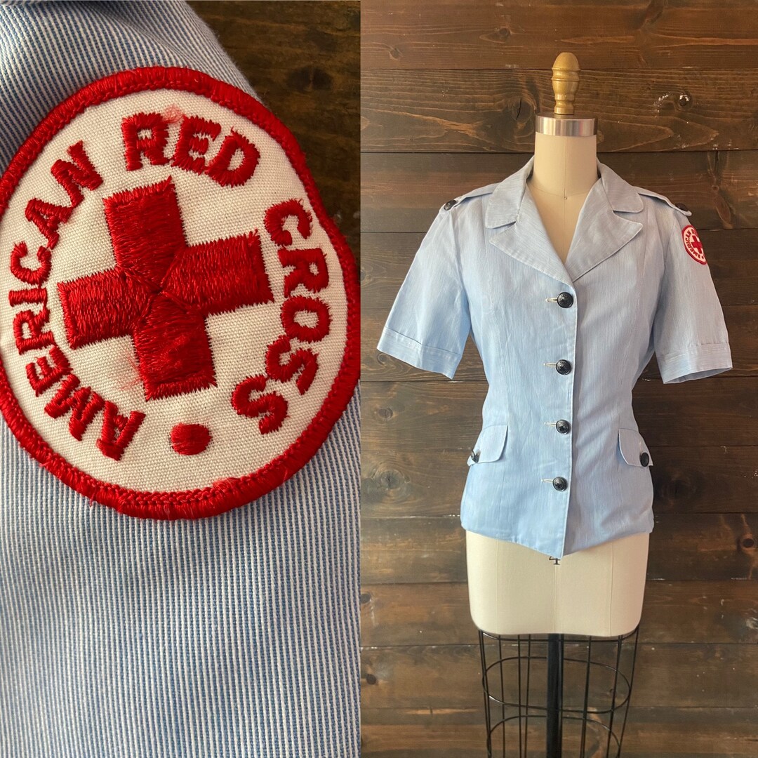 Vintage 50s Red Cross Top / Uniform Shirt / Nurses Uniform / - Etsy