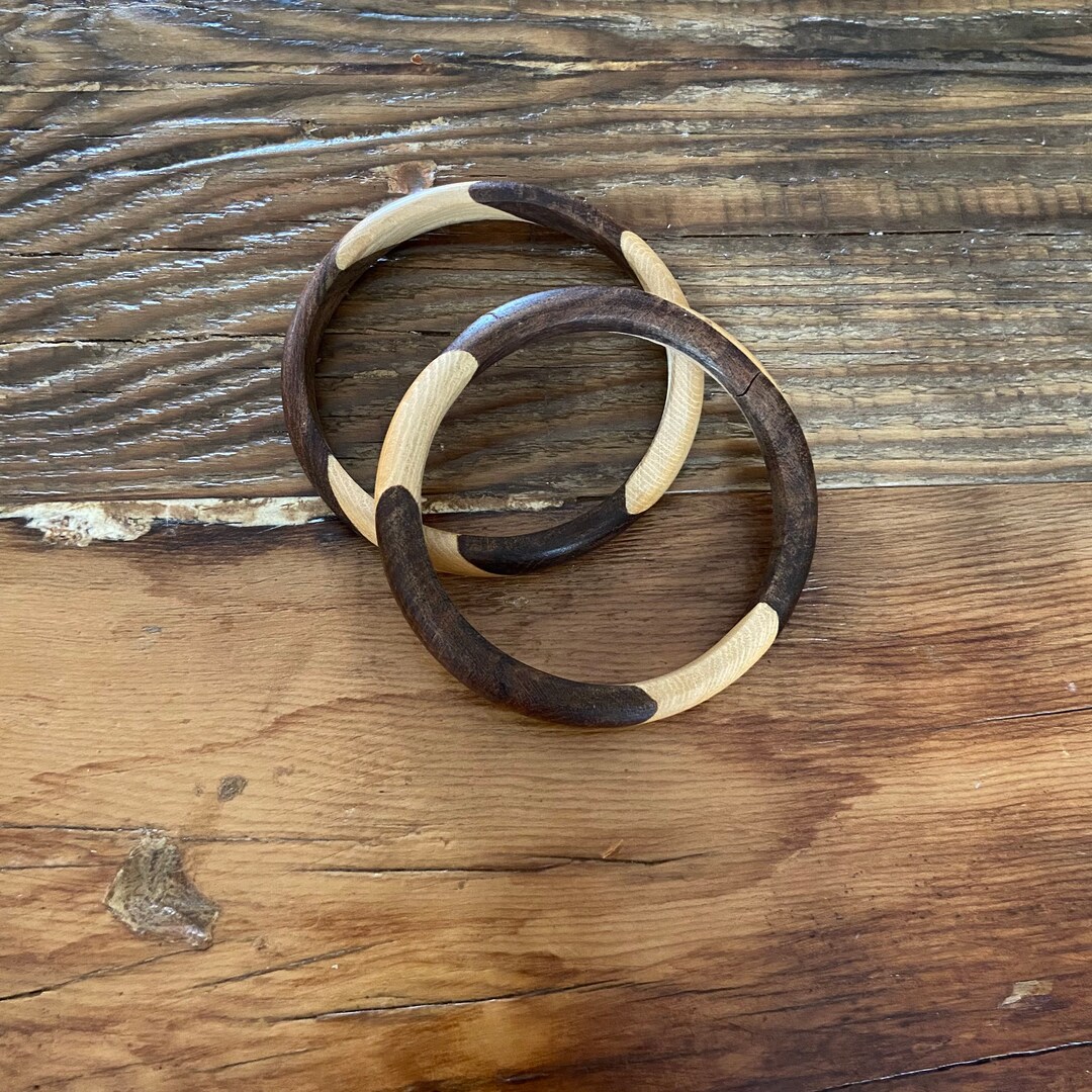 Vintage 70s Wooden Bangle Set / Rosewood and Teak - Etsy