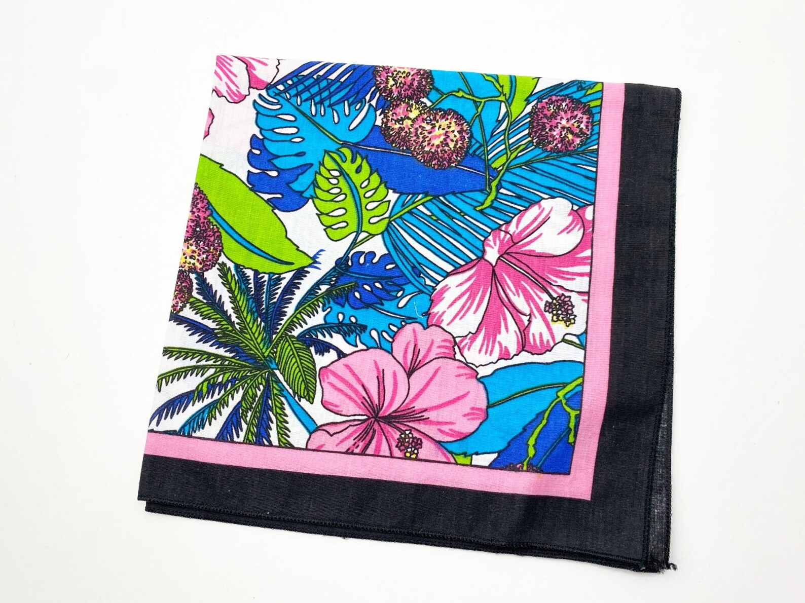 Vintage Tropical Bandana Tropical Island Flowers Palm Trees - Etsy