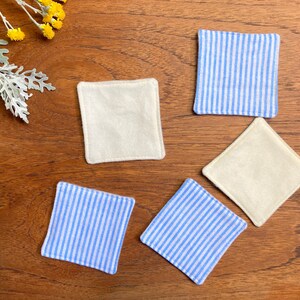 Reusable Facial Squares Blue Stripe Reclaimed Fabric Facial Rounds ...