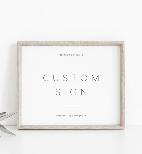 Minimalist Editable Custom Sign INSTANT DOWNLOAD 8x10 & 5x7 | Etsy