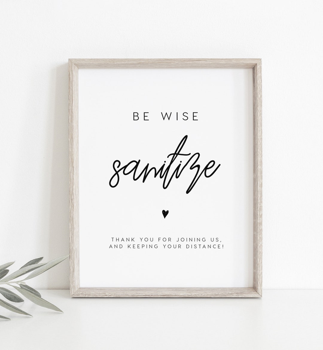 Be Wise Sanitize Sign INSTANT DOWNLOAD Spread the Love Not Germs Social ...
