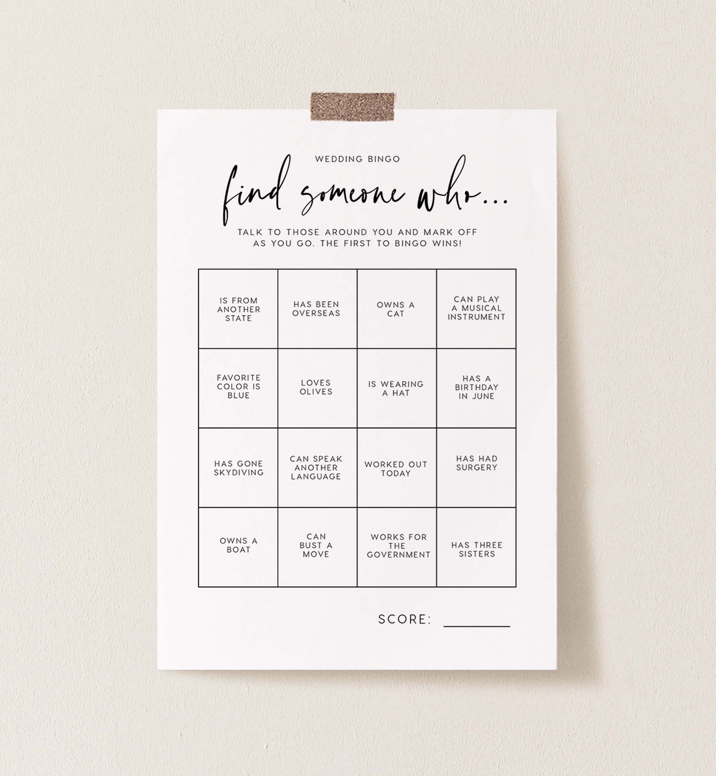 Find Someone Who Game INSTANT DOWNLOAD Bridal Bingo Bridal | Etsy