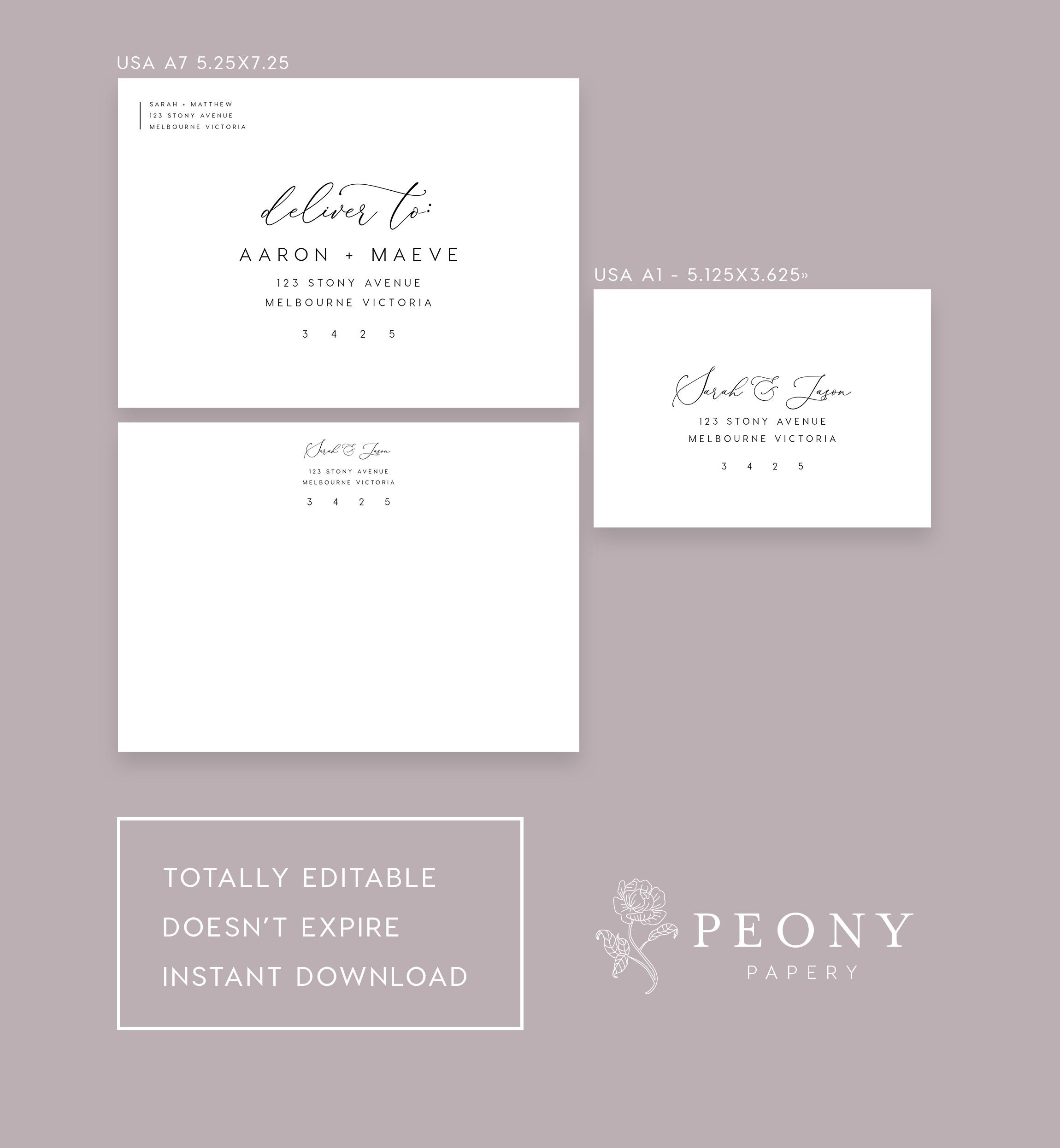 Calligraphy Envelope Addressing, INSTANT DOWNLOAD Envelope Names ...