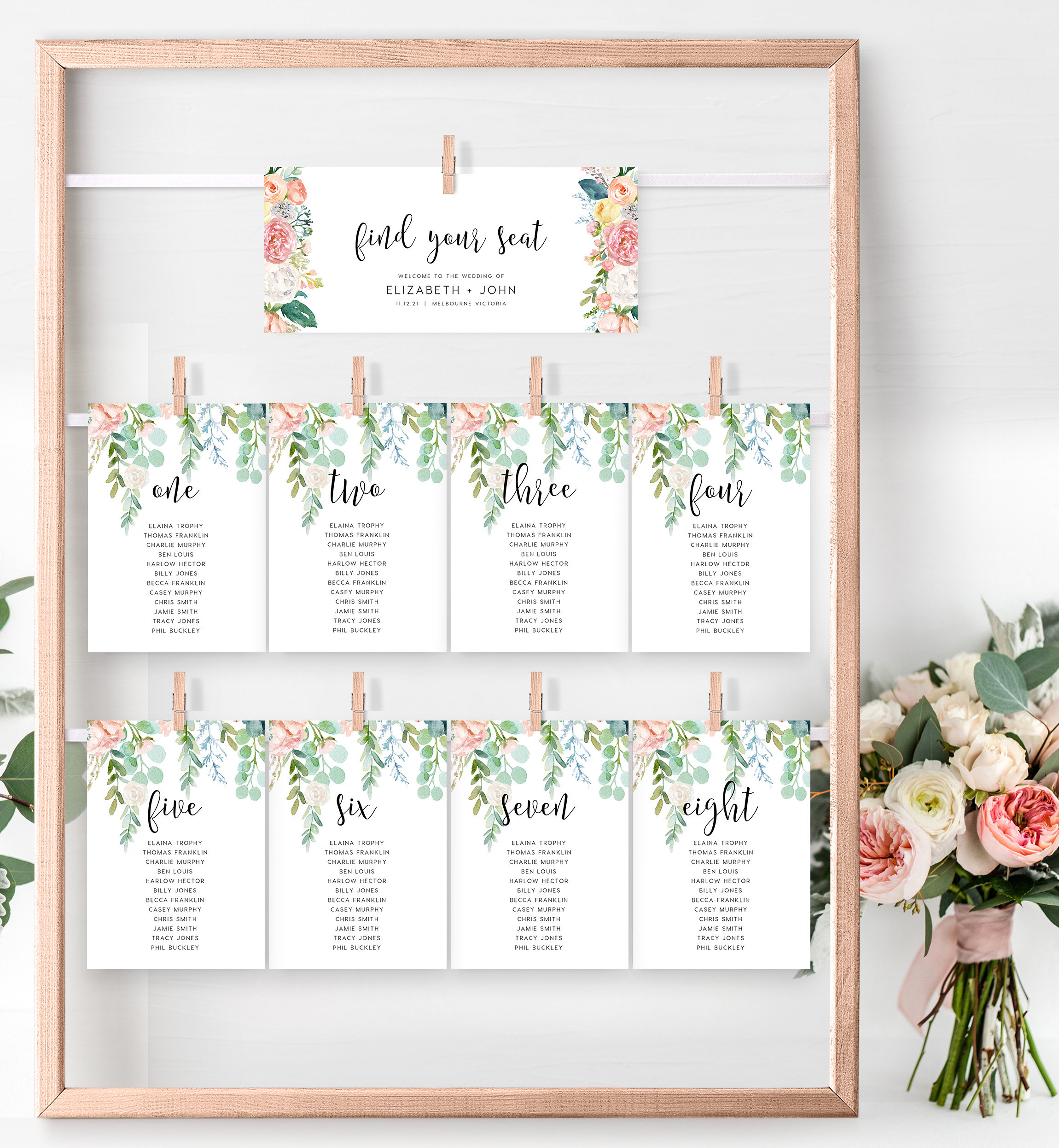 Baby Shower Seating Chart Small Cards INSTANT DOWNLOAD - Etsy