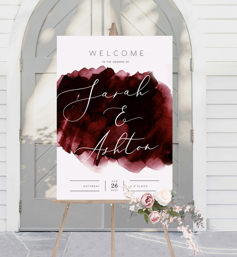 Burgundy Welcome Sign INSTANT DOWNLOAD Poster Portrait - Etsy