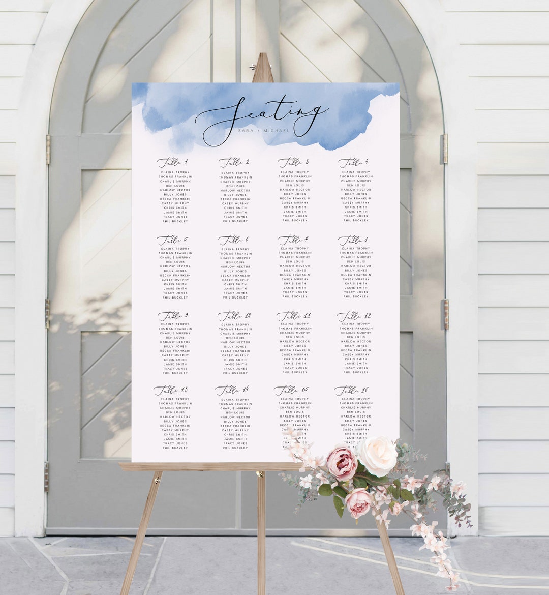Dusty Blue Seating Chart, INSTANT DOWNLOAD Eucalyptus, Portrait, Sign ...