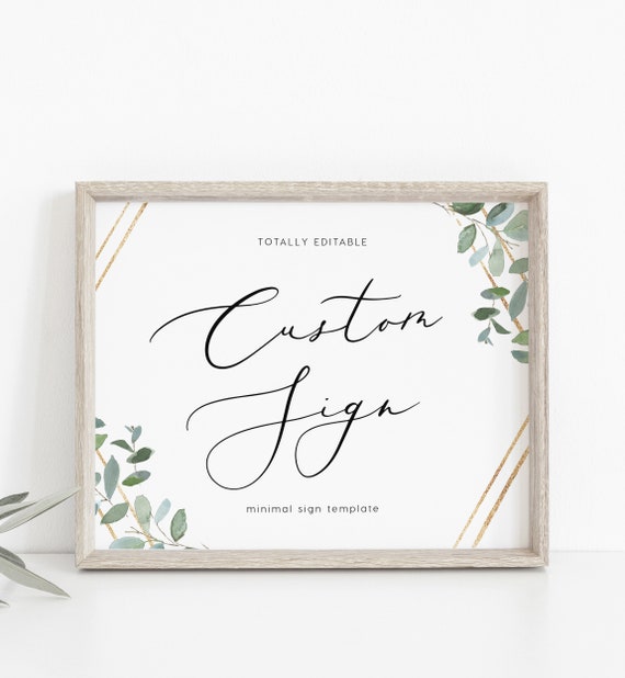 Greenery Editable Custom Sign INSTANT DOWNLOAD 8x10 & 5x7 | Etsy