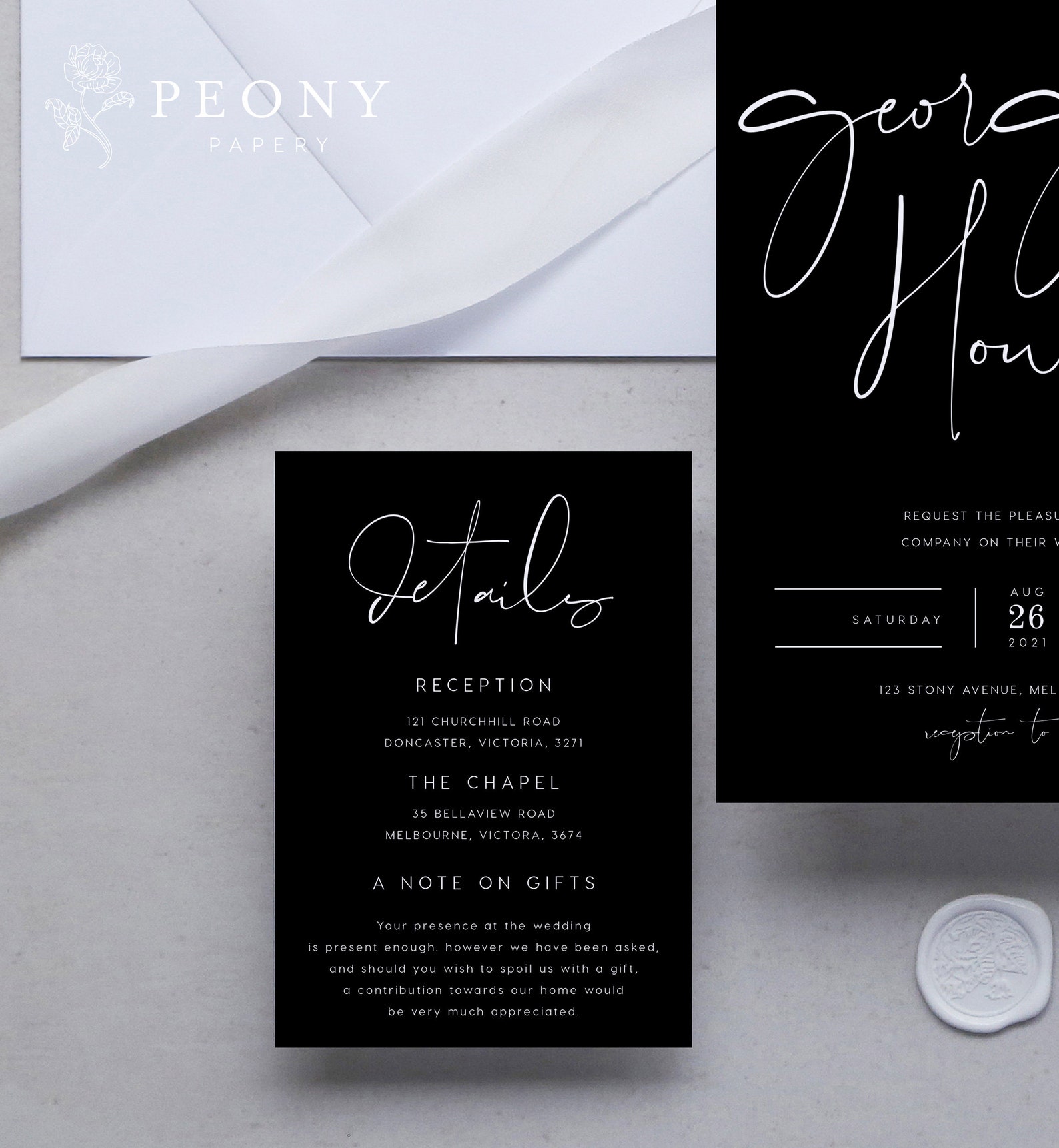 Black Wedding Invitation Set INSTANT DOWNLOAD Rustic - Etsy