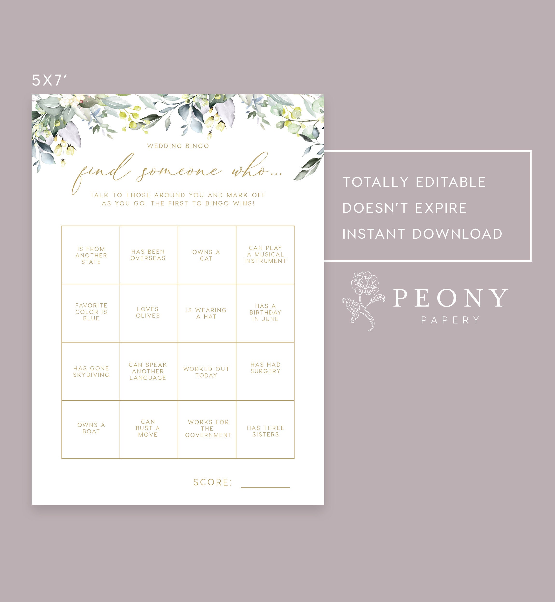 Find Someone Who Game INSTANT DOWNLOAD Bridal Bingo Bridal | Etsy