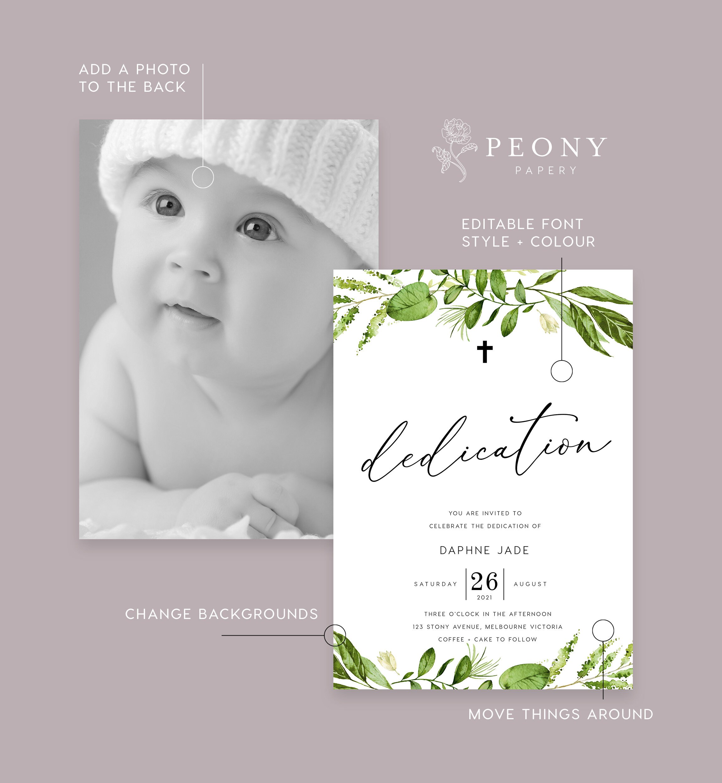 Dedication Invitation INSTANT DOWNLOAD Editable Printable | Etsy