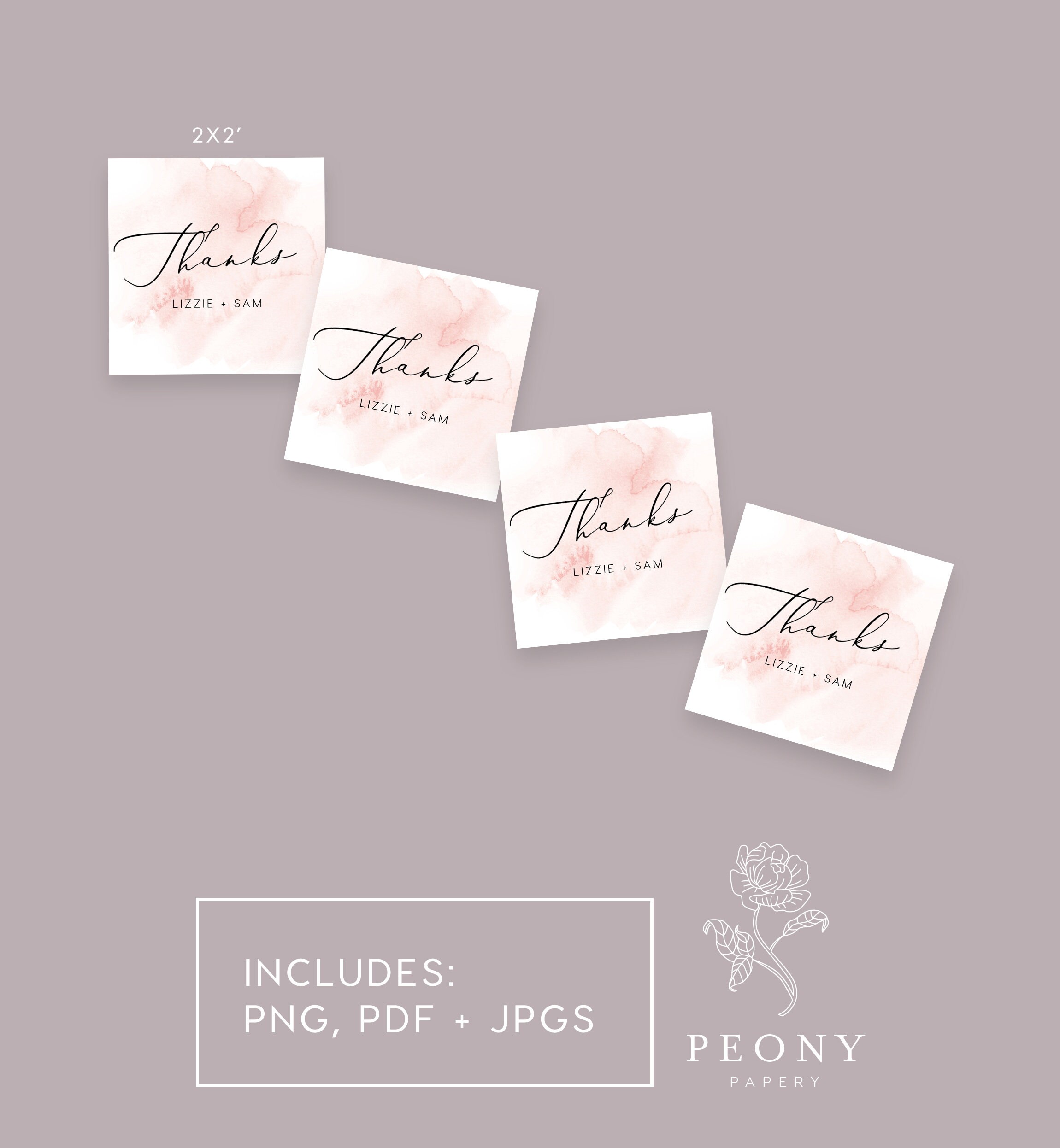 Round Thank You Tag INSTANT DOWNLOAD Square Favor Tag, Favour, Thanks ...