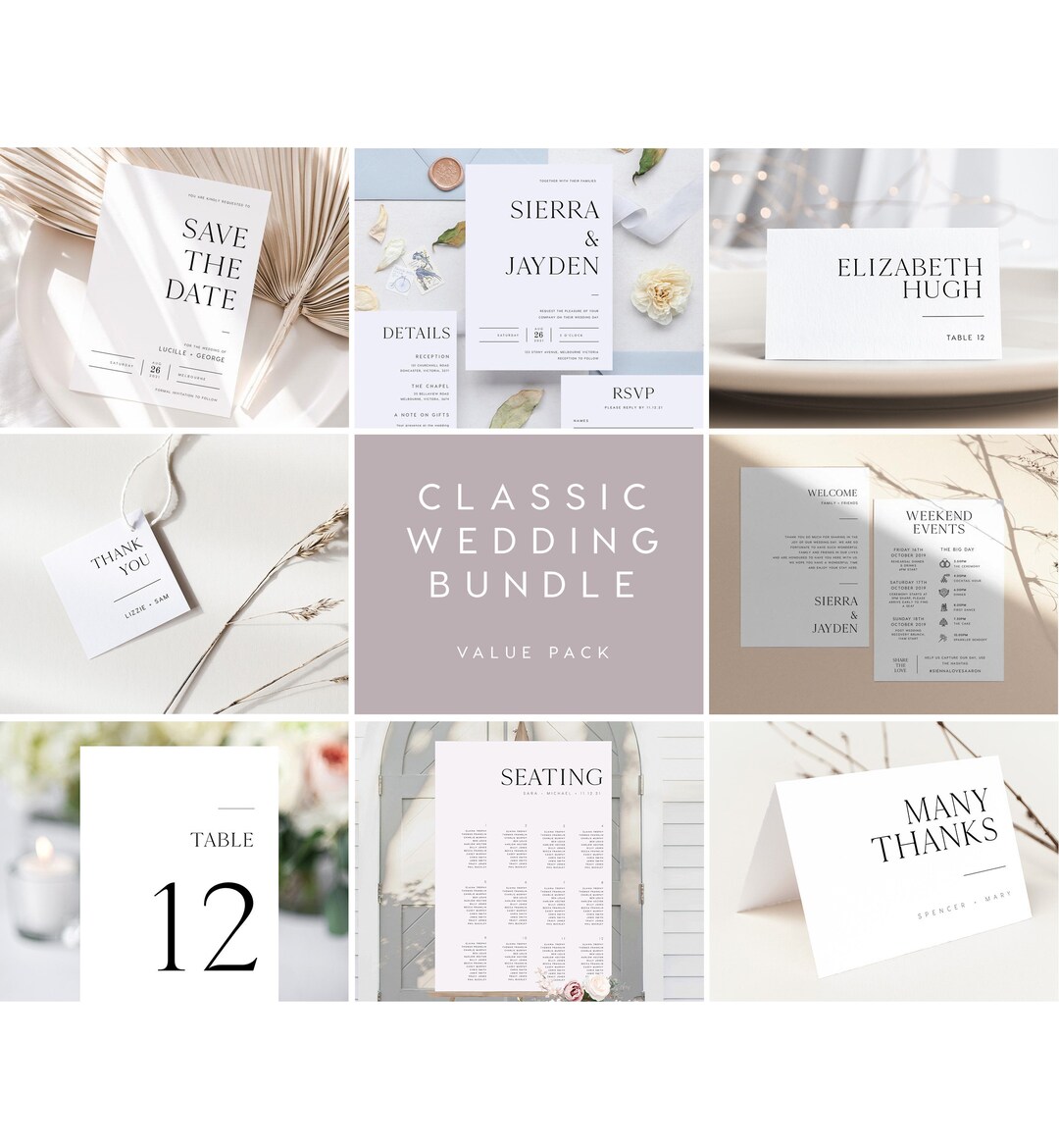 Classic Wedding Bundle INSTANT DOWNLOAD Template, DIY Wedding Templates ...