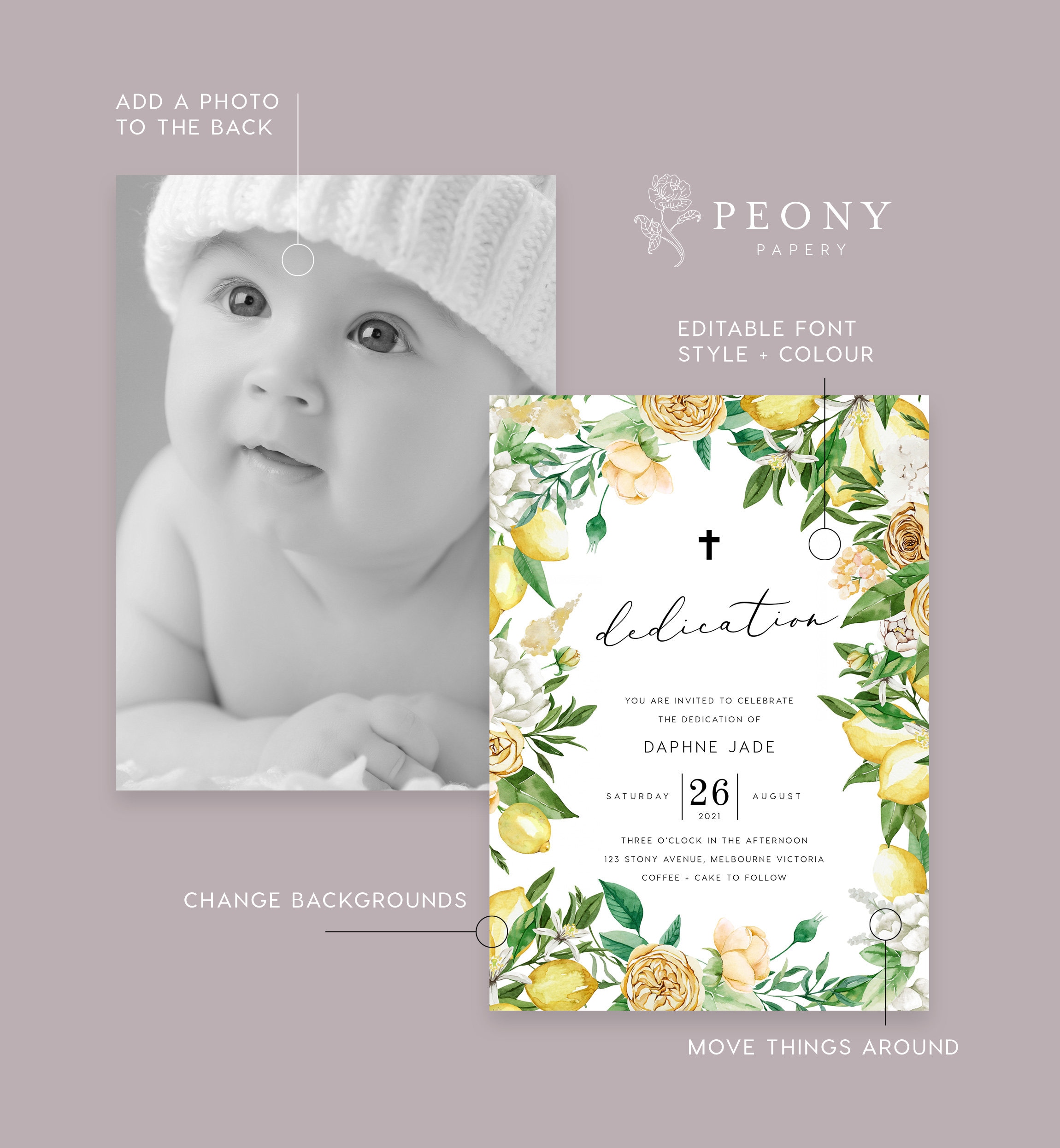 Dedication Invitation INSTANT DOWNLOAD Editable Printable - Etsy