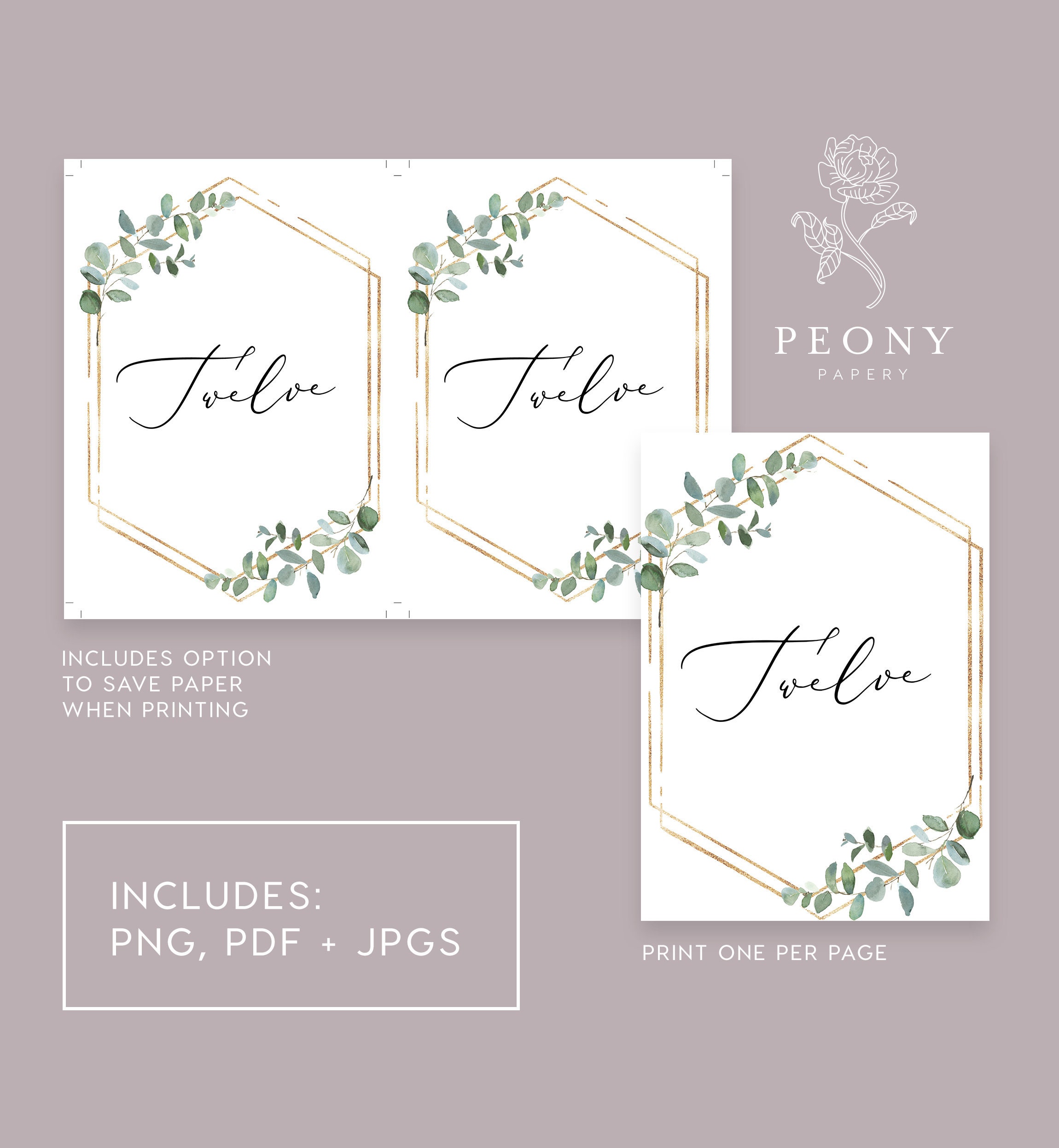 Greenery Table Number INSTANT DOWNLOAD Eucalyptus, Simple, Modern ...