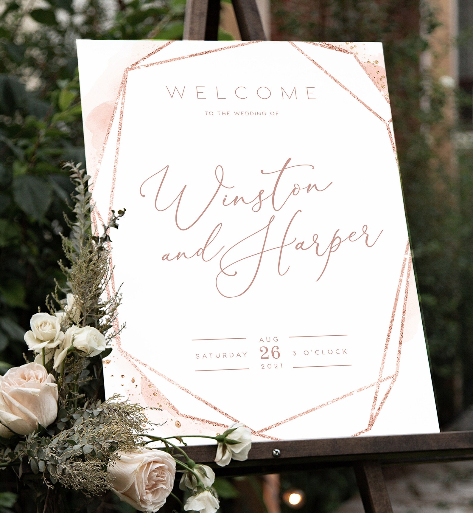 Rose Gold Welcome Sign INSTANT DOWNLOAD Poster, Portrait, Templett ...