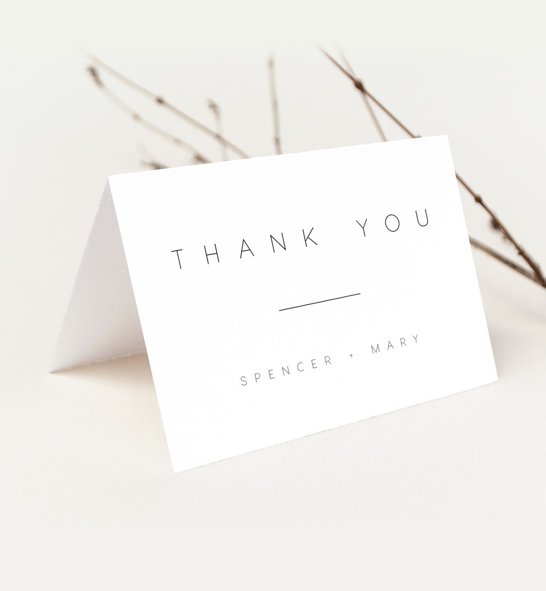 Minimalist Thank You Card INSTANT DOWNLOAD Flat Thank You, Thank You ...