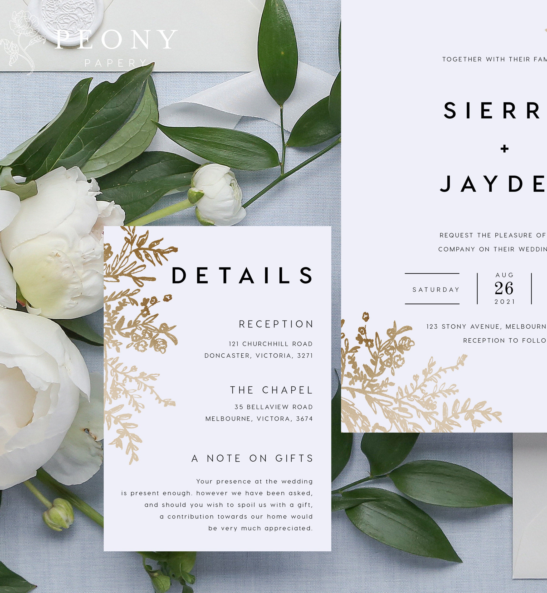 Gold Foil Wedding Invitation Set INSTANT DOWNLOAD Gold Goil - Etsy Ireland