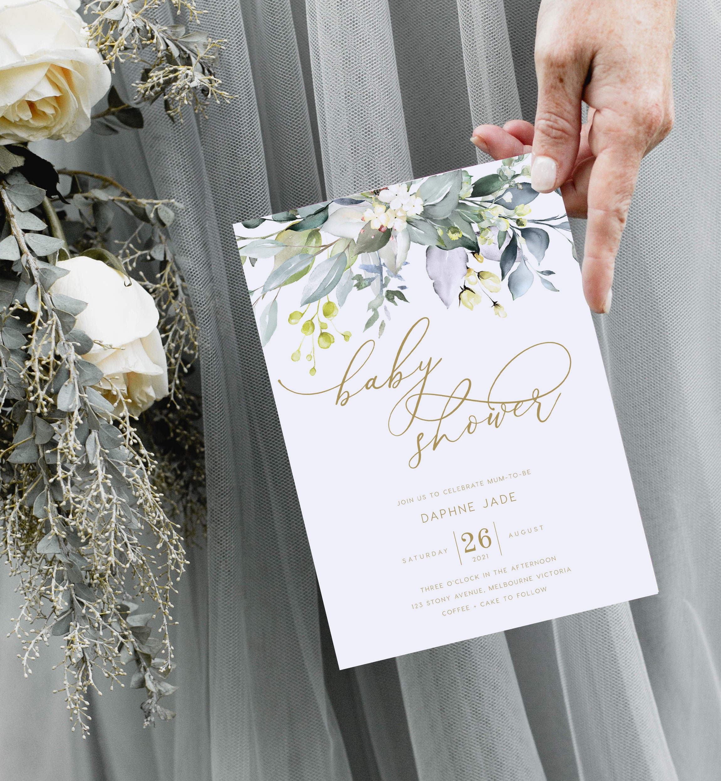 Greenery Baby Shower Invitation INSTANT DOWNLOAD Editable PDF | Etsy