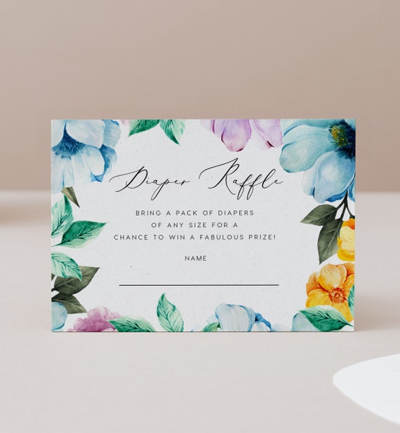 Diaper Raffle Card Editable Pdf Template INSTANT DOWNLOAD | Etsy
