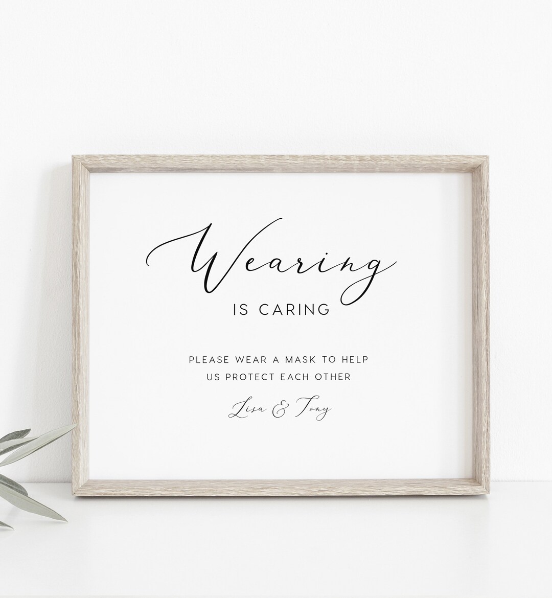 Wearing is Caring Sign INSTANT DOWNLOAD Mask Wedding Sign, Social ...
