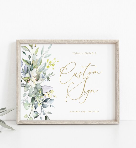 Greenery Editable Custom Sign INSTANT DOWNLOAD 8x10 & 5x7 - Etsy