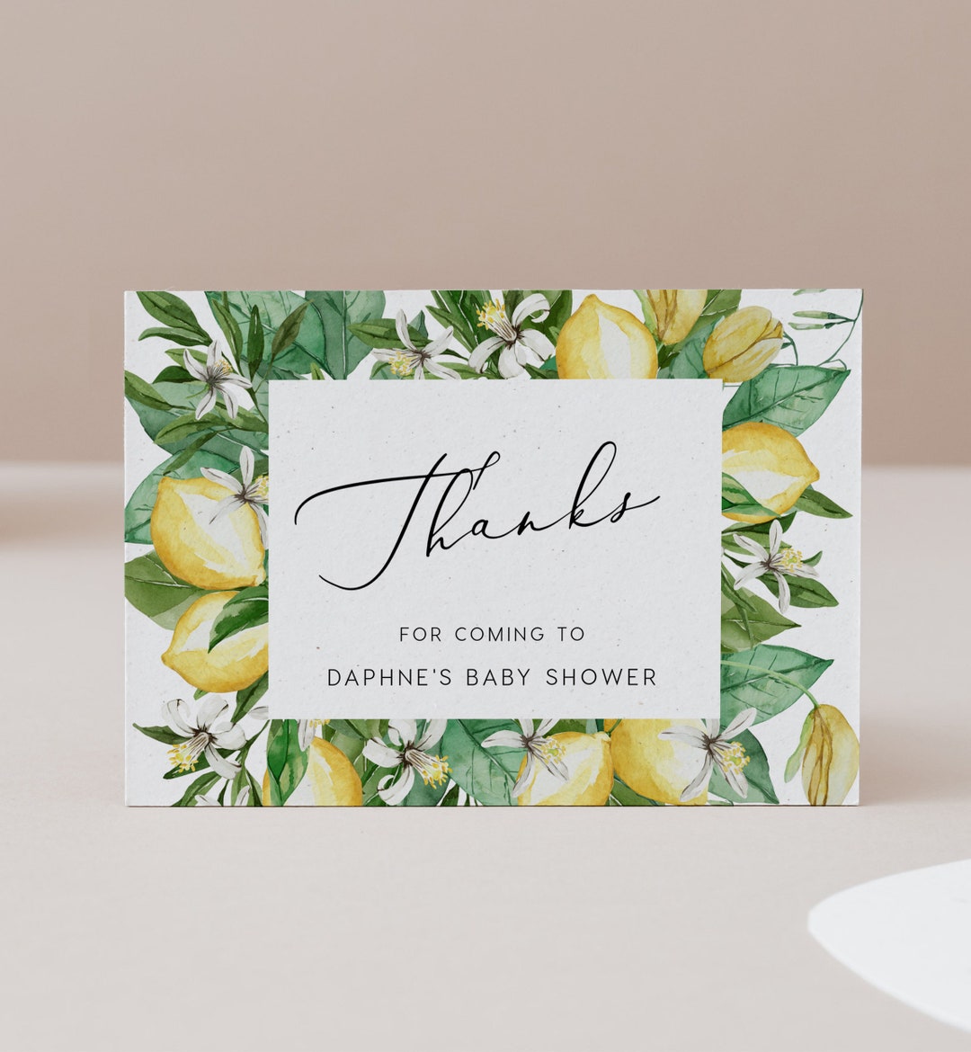 Lemons Thank You Card INSTANT DOWNLOAD Flat Thank You Thank You Note ...