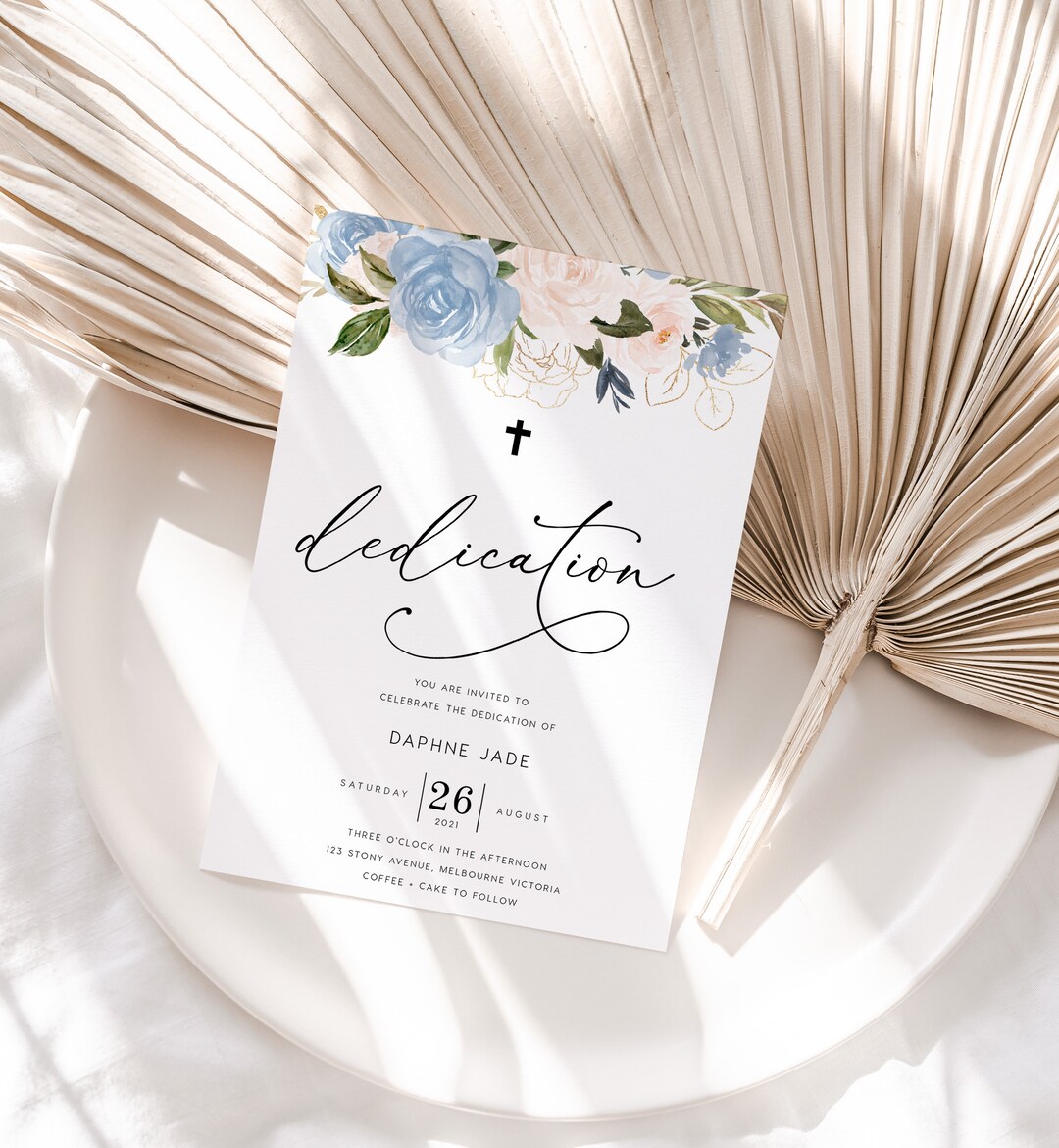 Dedication Invitation INSTANT DOWNLOAD Editable, Printable, 5x7 ...