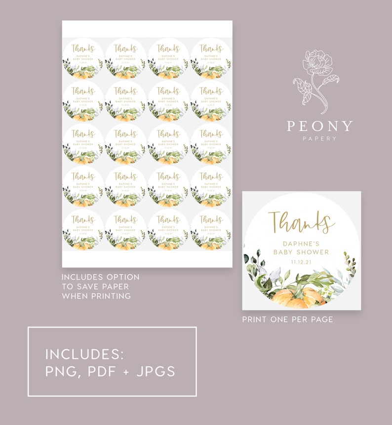 Baby Shower Thanks Sticker Template INSTANT DOWNLOAD Round Thanks Tag ...