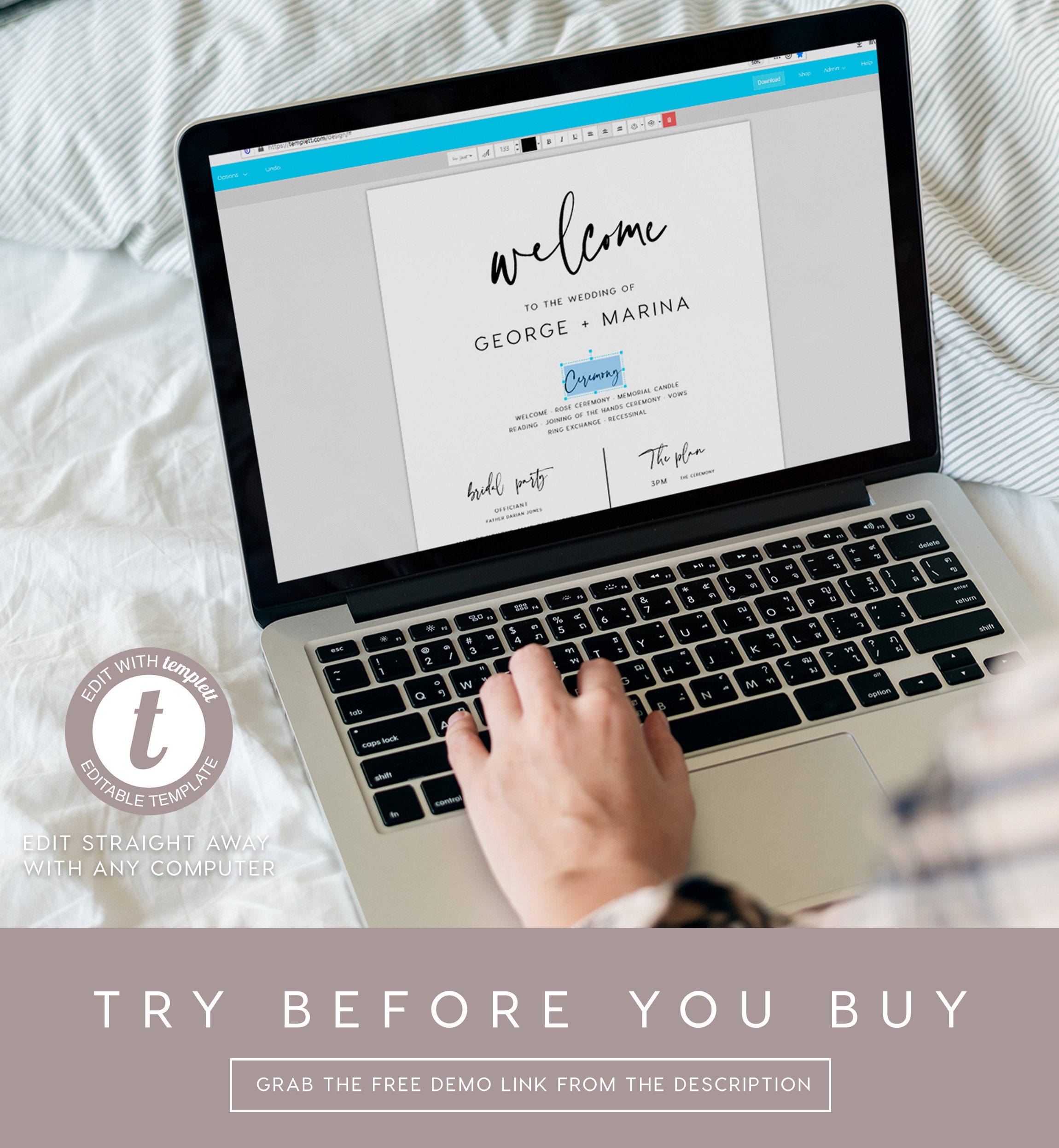 Program Sign INSTANT DOWNLOAD Order of Service Editable PDF | Etsy