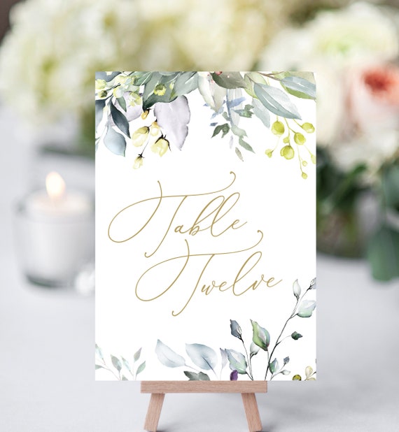Greenery Table Number INSTANT DOWNLOAD Eucalyptus Simple | Etsy