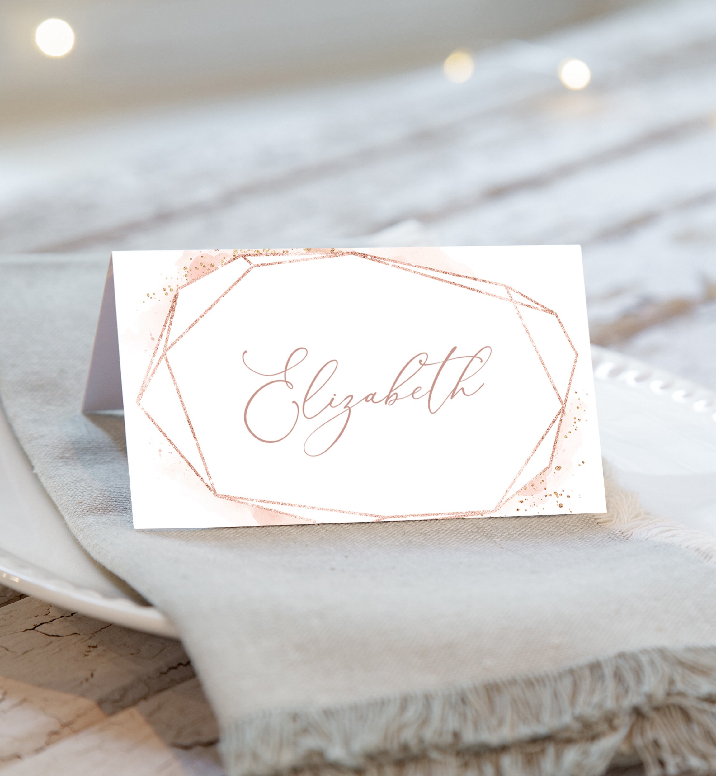 Rose Gold Place Card INSTANT DOWNLOAD Eucalyptus Wedding - Etsy