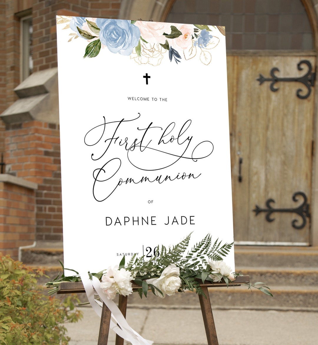 First Holy Communion Welcome Sign INSTANT DOWNLOAD Baby Shower Poster ...