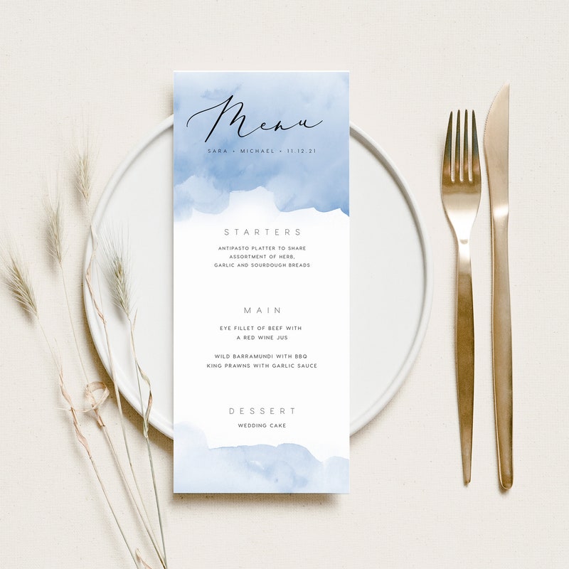 Watercolor Wedding Menu - Etsy