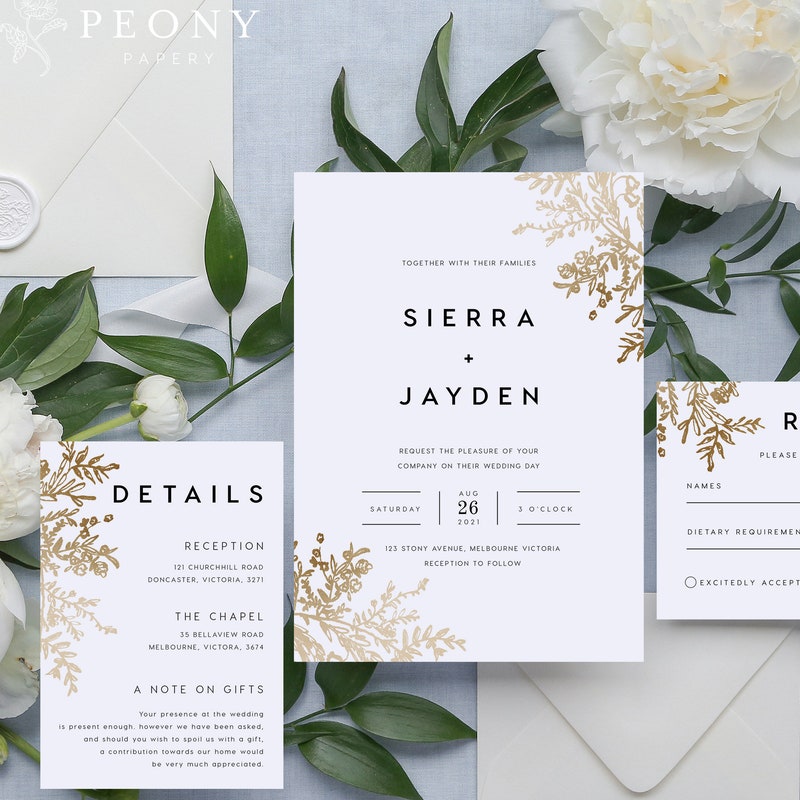 Gold Wedding Invite - Etsy