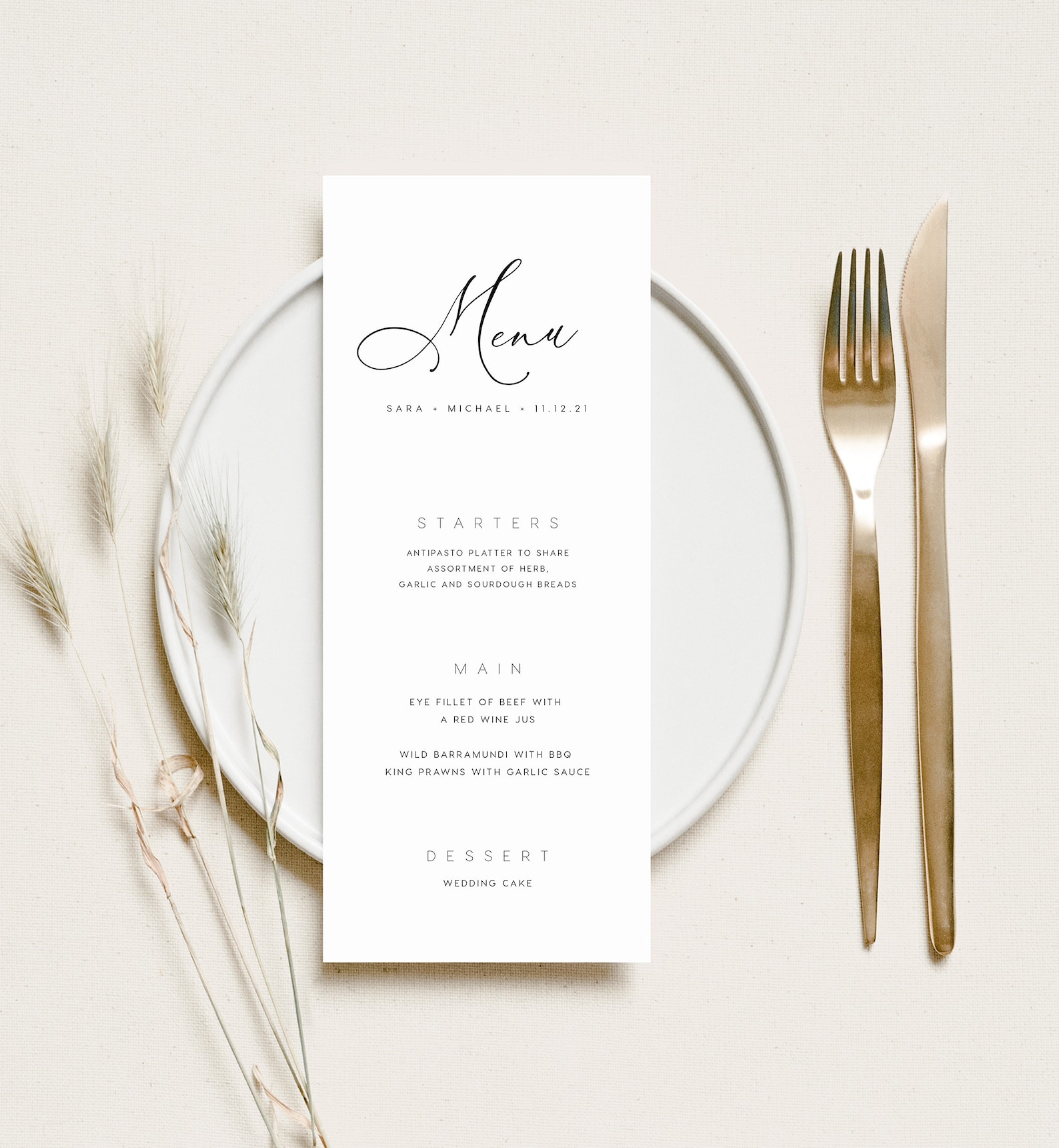 Calligraphy Menu INSTANT DOWNLOAD Simple Rustic Dinner - Etsy UK