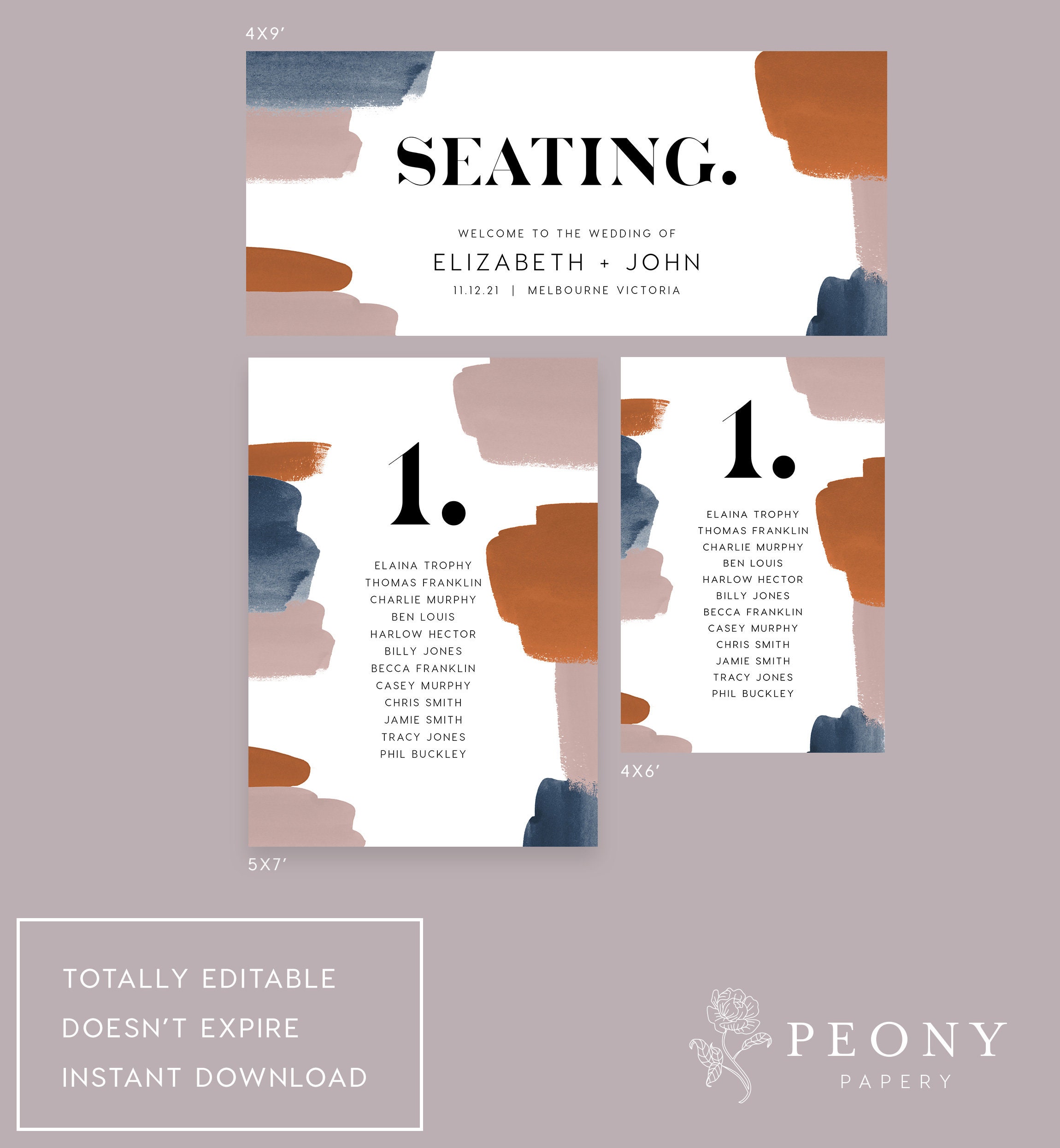 Seating Chart Small Pages INSTANT DOWNLOAD Editable Pdf | Etsy