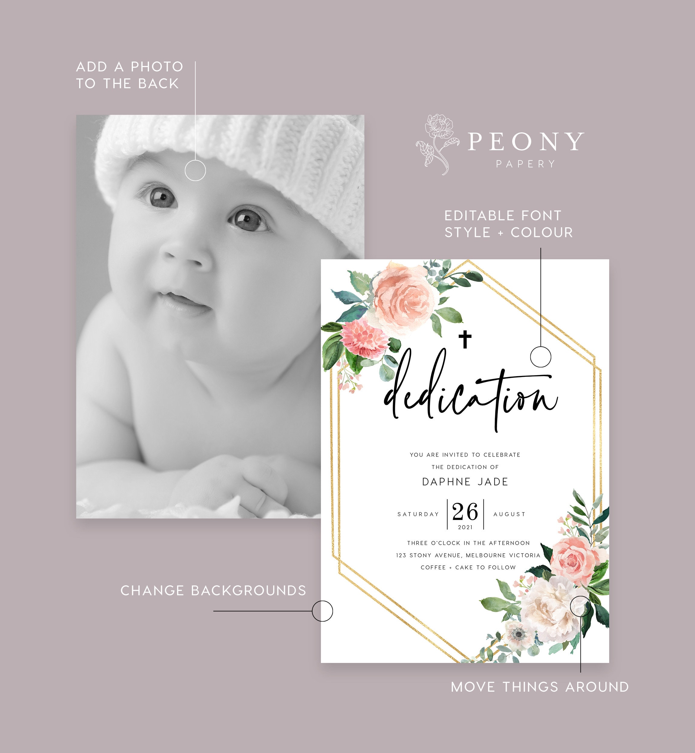 Dedication Invitation INSTANT DOWNLOAD Editable Printable | Etsy