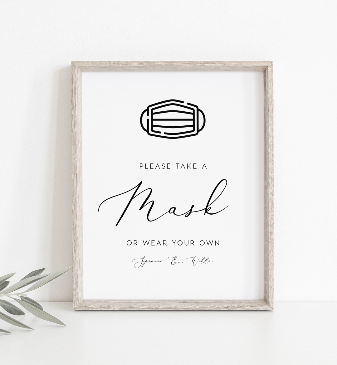 Please Take a Mask Sign INSTANT DOWNLOAD Mask Wedding Sign, Social ...