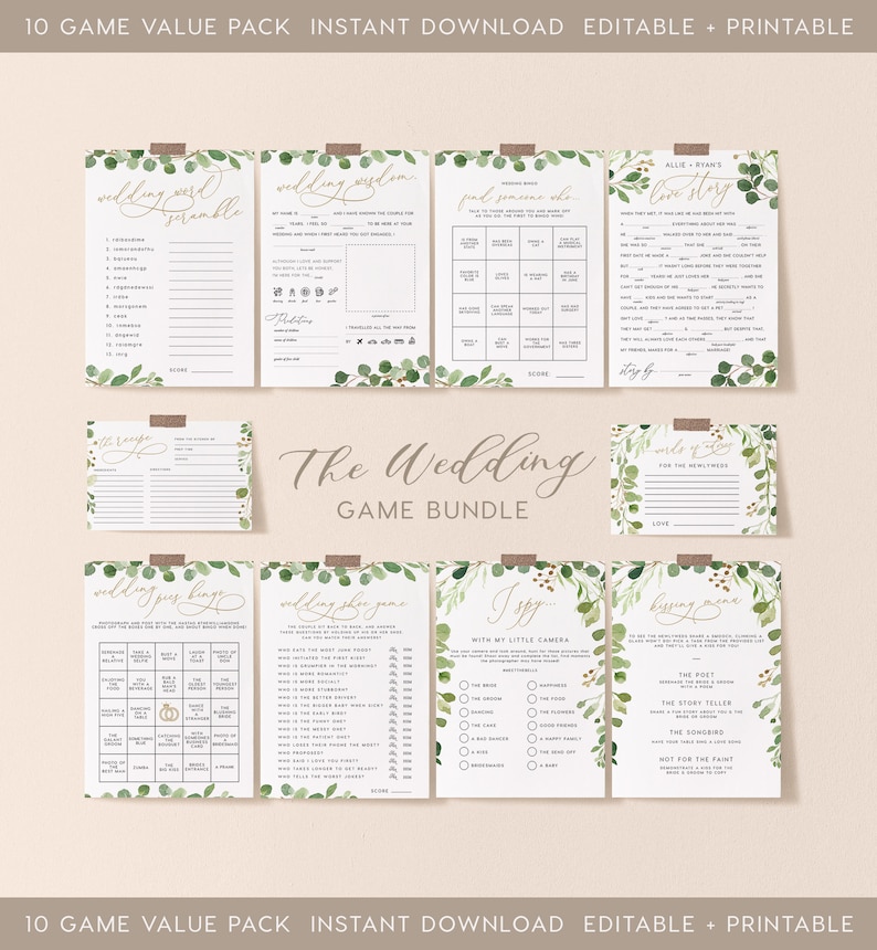 Wedding Table Games Bundle, INSTANT DOWNLOAD, Value Game Bundle ...