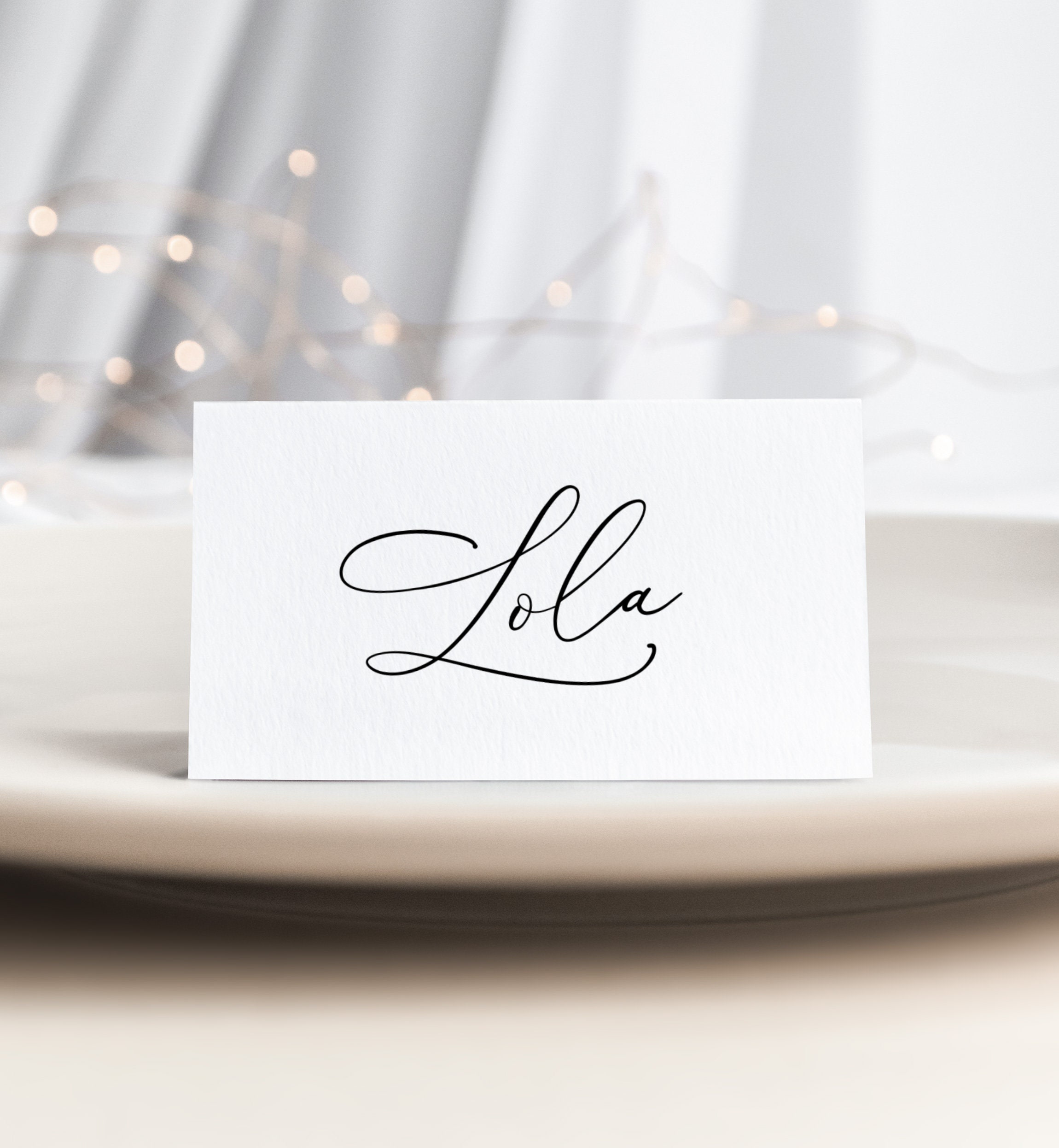 Calligraphy Place Card INSTANT DOWNLOAD Minimal Wedding | Etsy