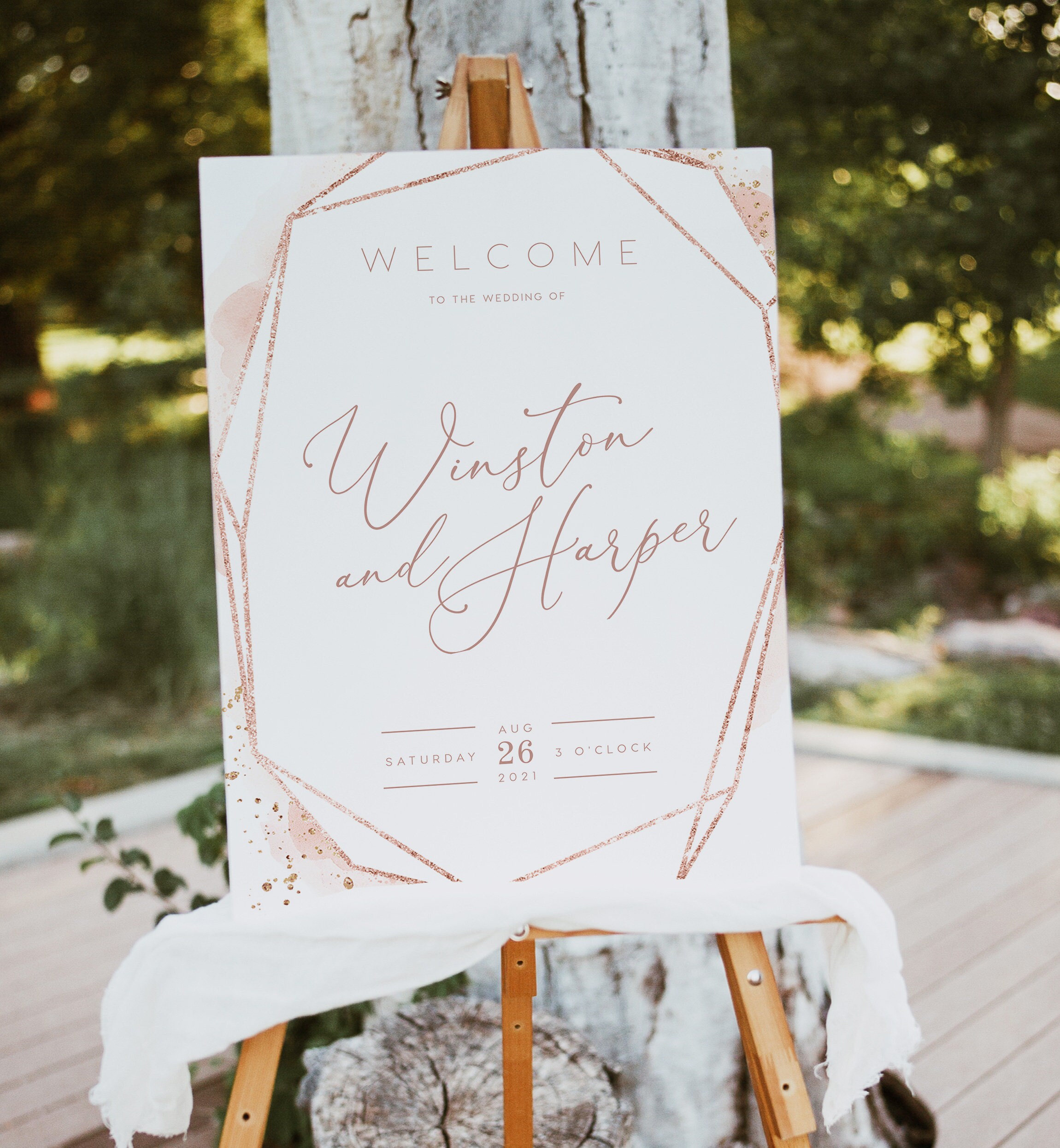 Rose Gold Welcome Sign INSTANT DOWNLOAD Poster, Portrait, Templett ...