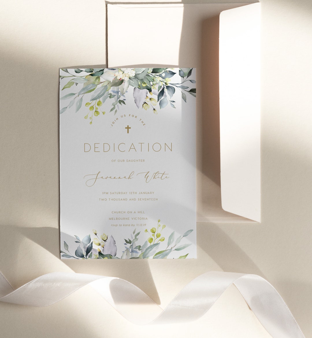 Dedication Invitation INSTANT DOWNLOAD Editable, Printable, 5x7 ...