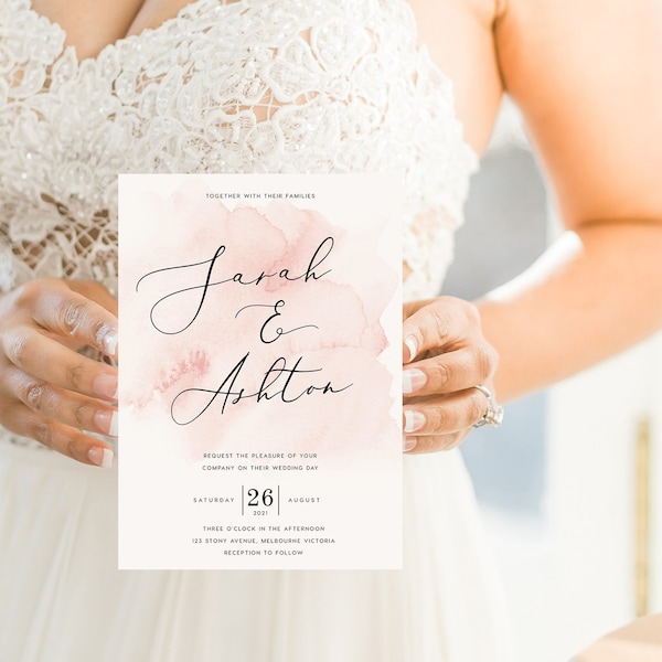 Blush Wedding Invite - Etsy