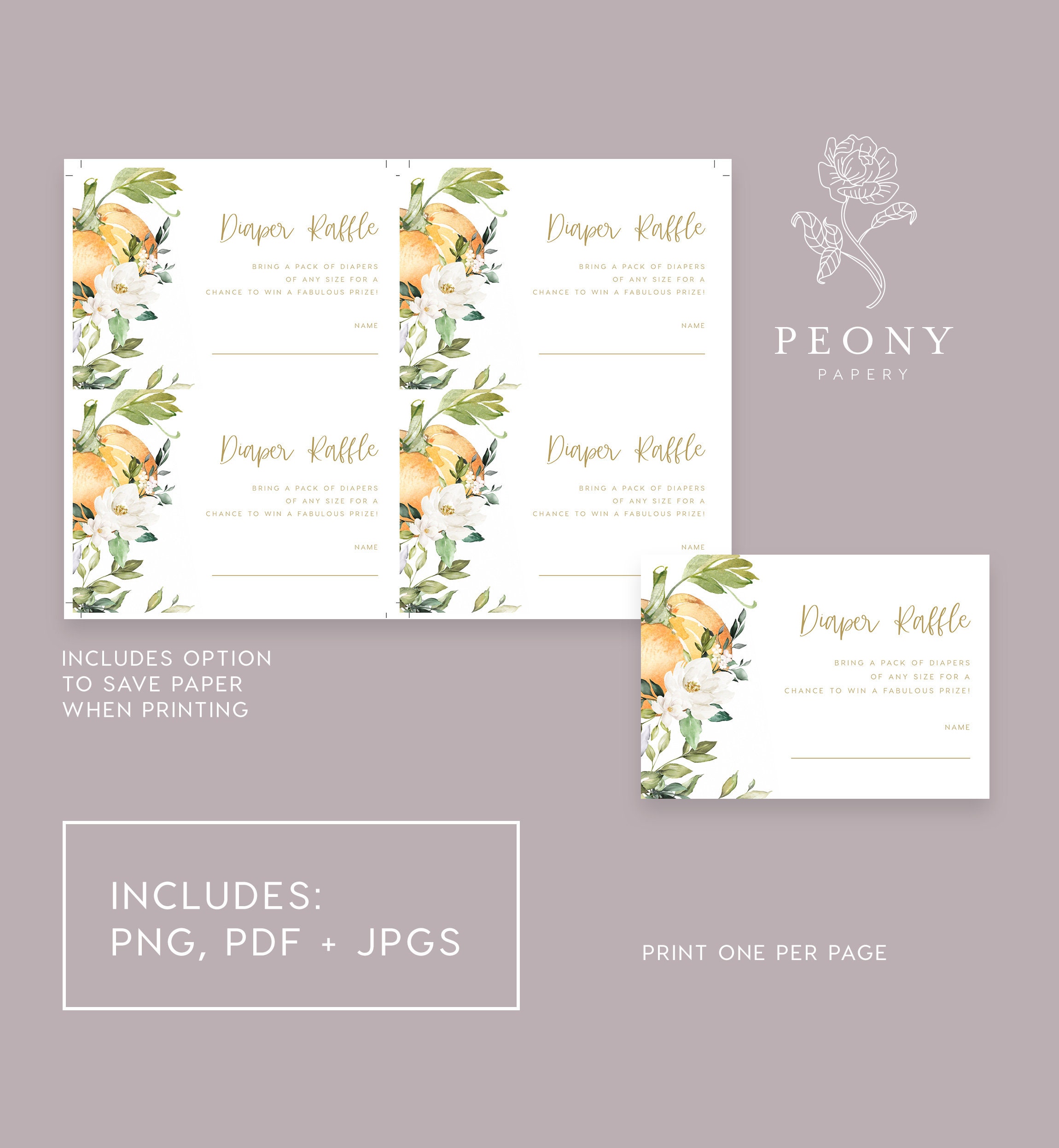 Diaper Raffle Card Editable Pdf Template INSTANT DOWNLOAD | Etsy